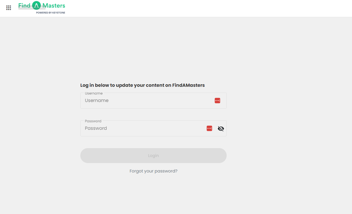 Logging into your FindAMasters dashboard